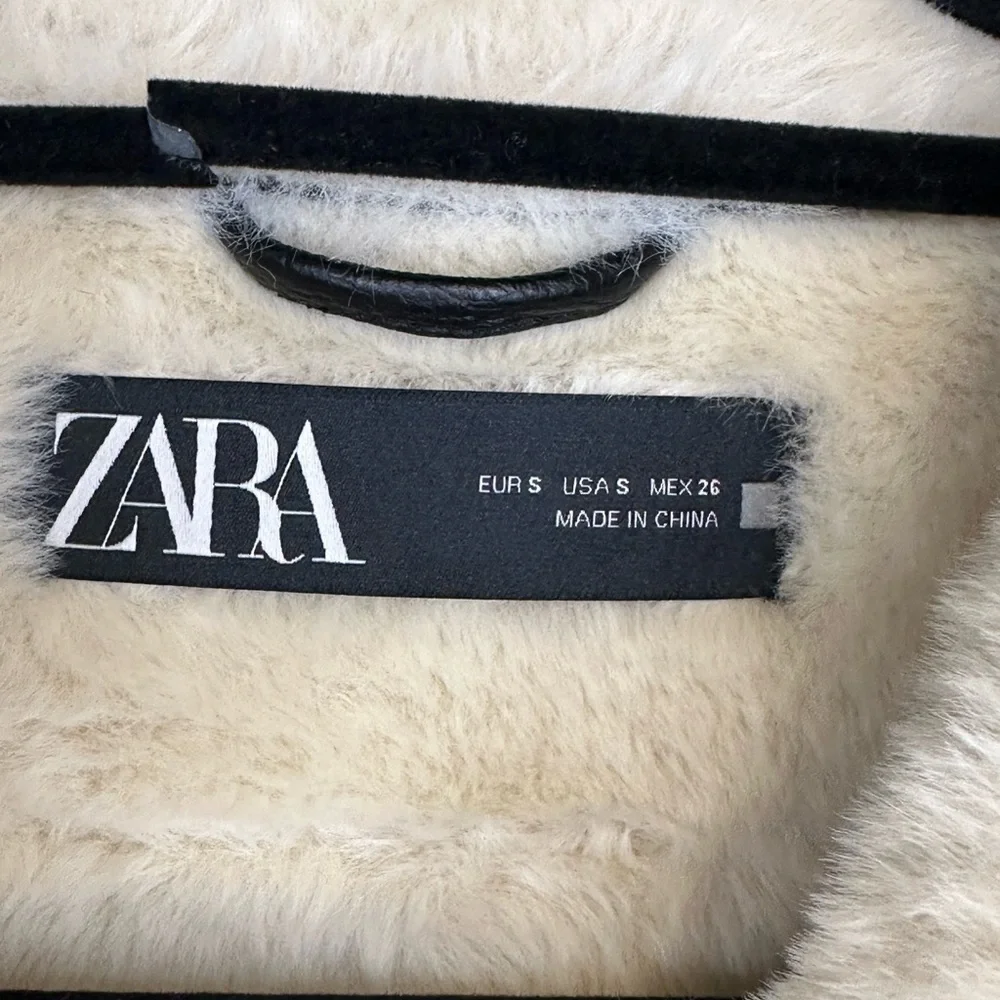 Zara | Jackets & Coats | 23 Zara Oversized Faux Leather And Fur Aviator ...